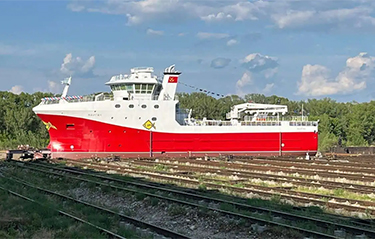 First Russia-built crab-processing vessel floated out | SeafoodSource